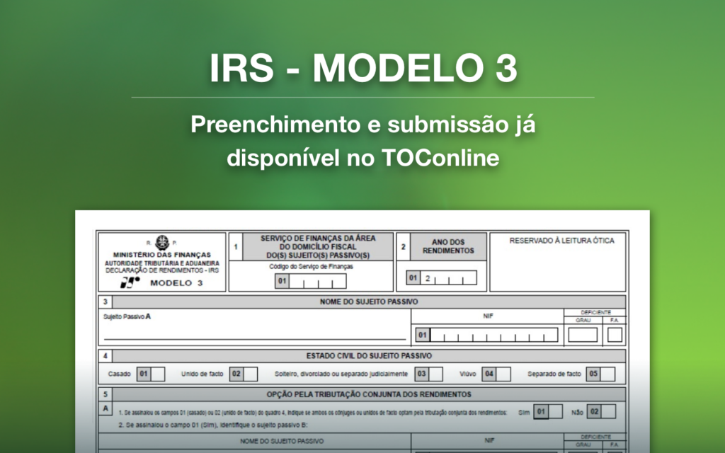 Modelo 3 – pré-preenchimento no TOConline - TOConline