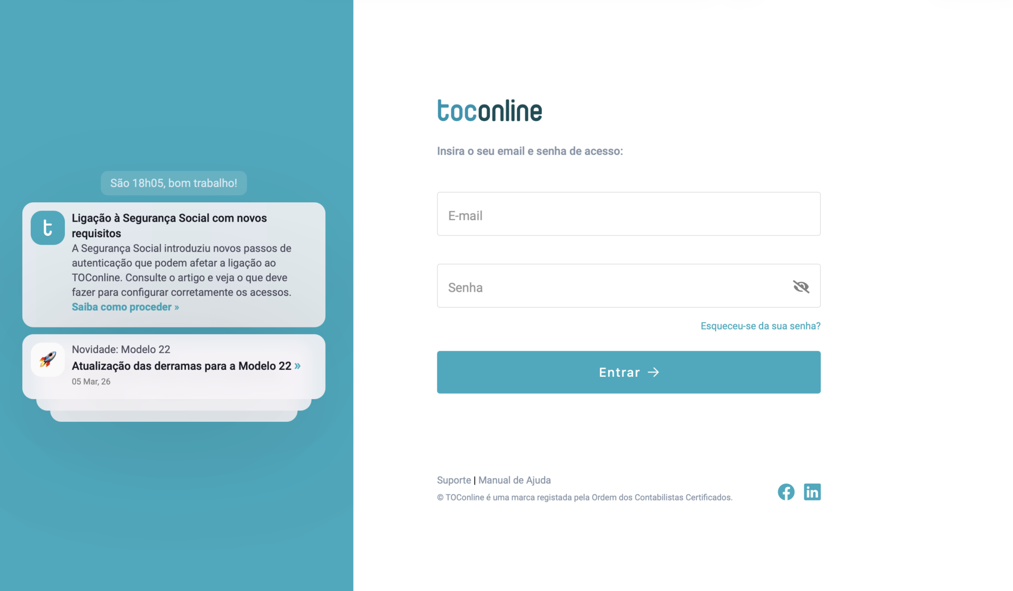 Uma nova página de login para comunicar melhor com os utilizadores ...